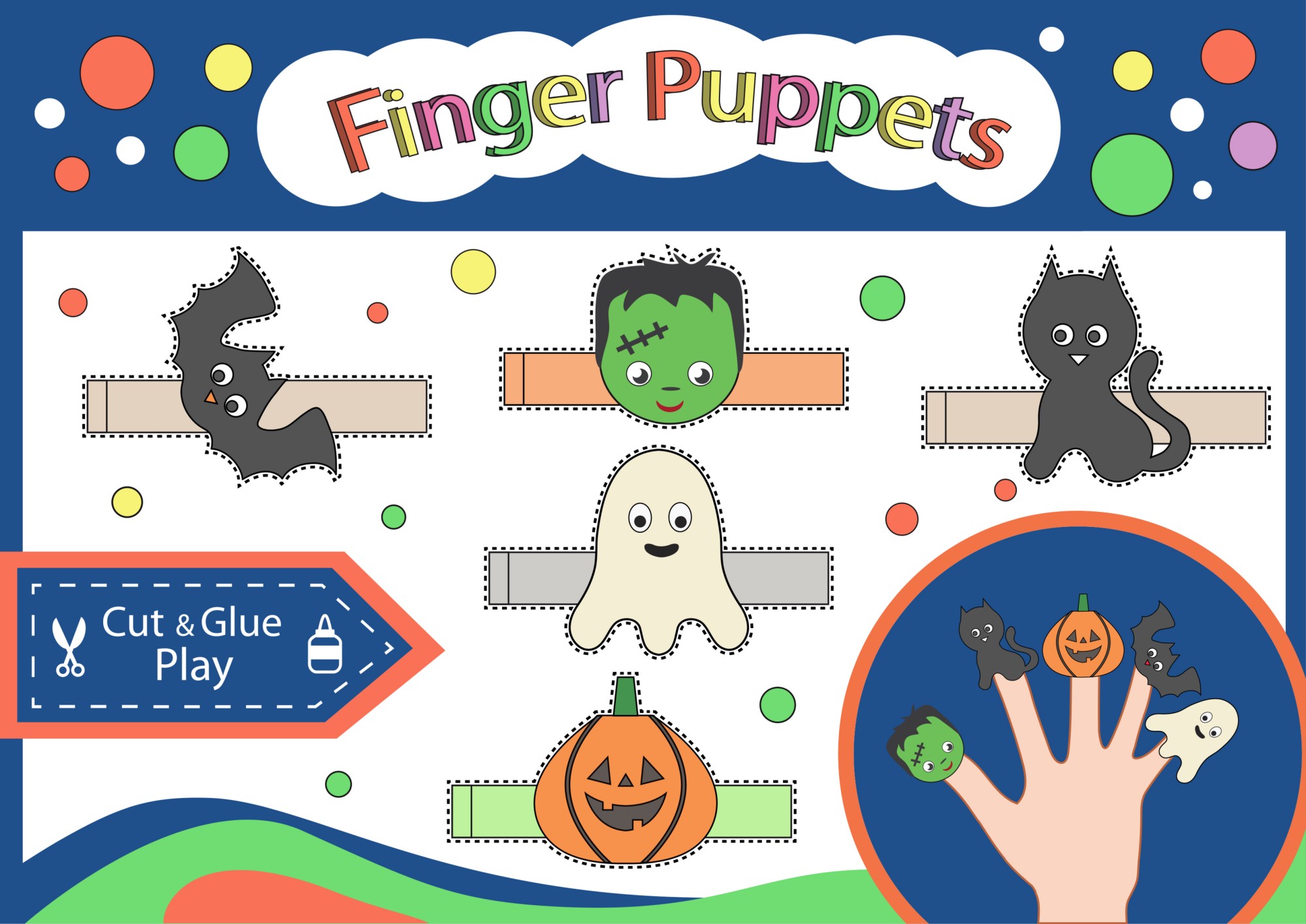 Halloween Finger Puppets Cutout Templates - Halloween Haunt