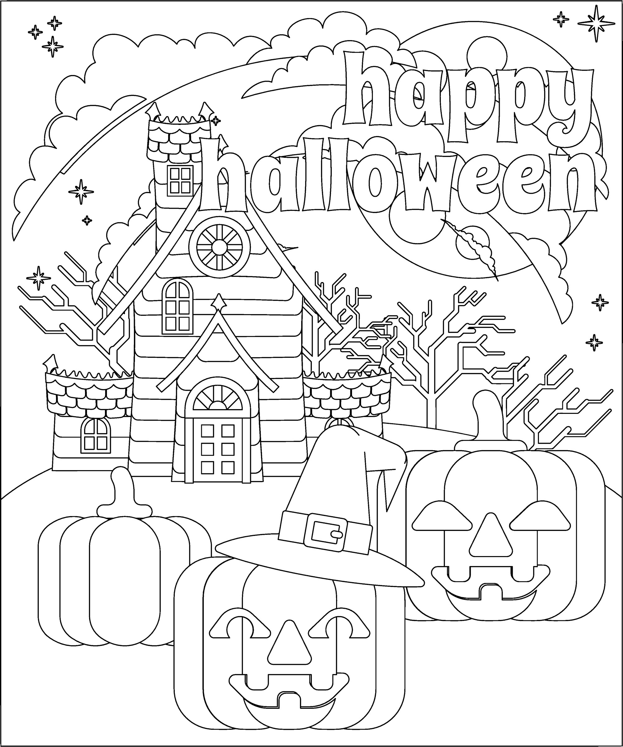 Halloween Coloring Pages of Haunted Houses - Halloween Haunt