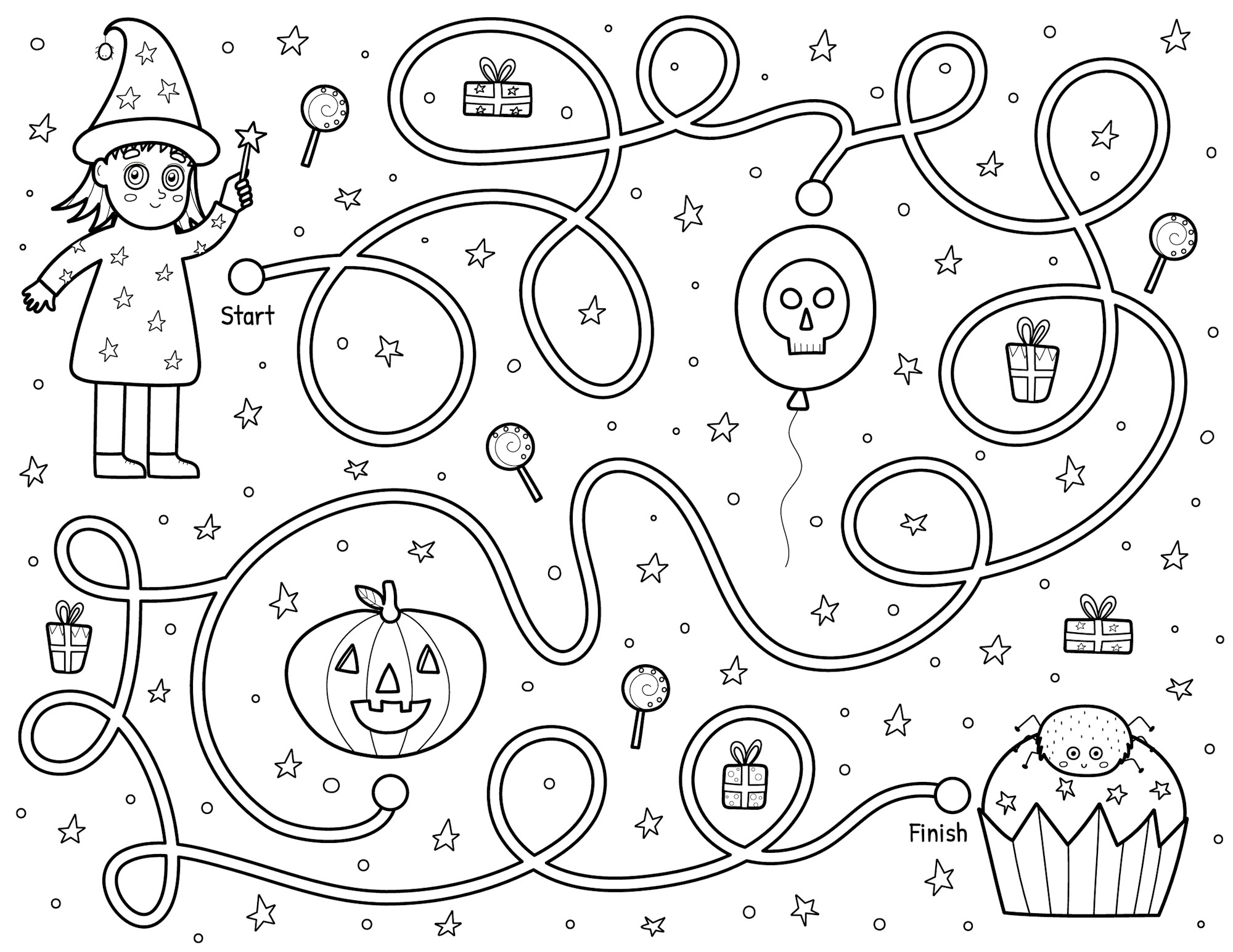 Halloween Coloring Mazes - Halloween Haunt